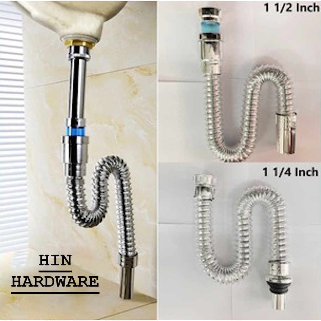 HIN Chrome Flexible Basin Trap 1-1/4" & 1-1/2"/ Unitrap Basin Trap ...