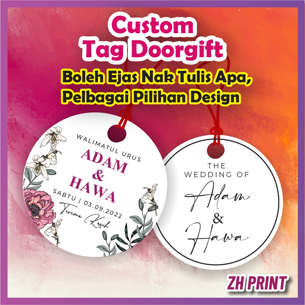 50pcs/100pcs Custom Tag Doorgift | Label Tag | Tag Kahwin | Tag ...