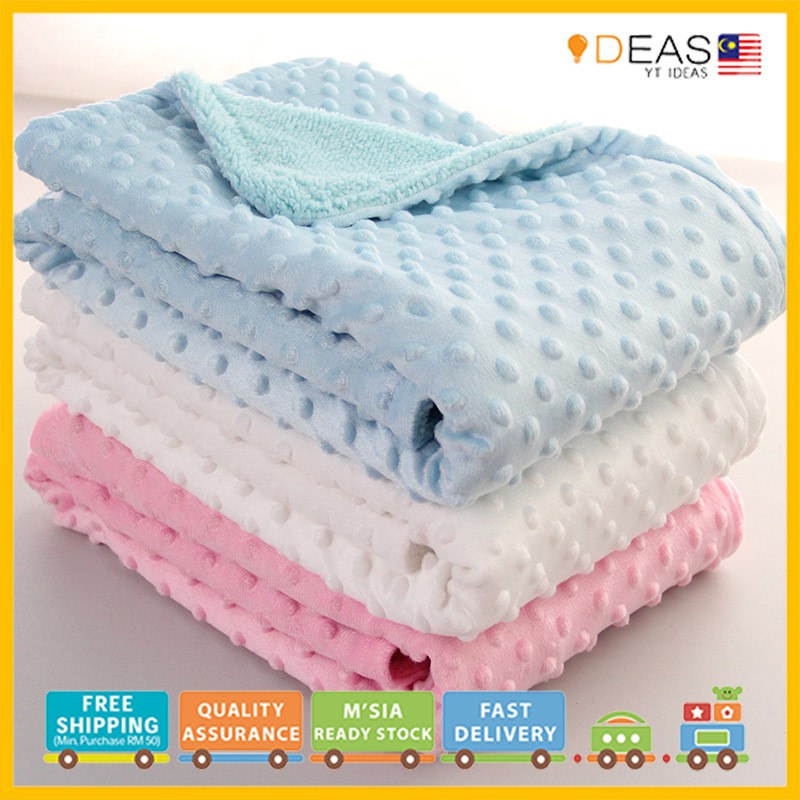 Newborn Baby Fleece Blanket Soft 3d Dotted Design - 76*102cm | Shopee ...