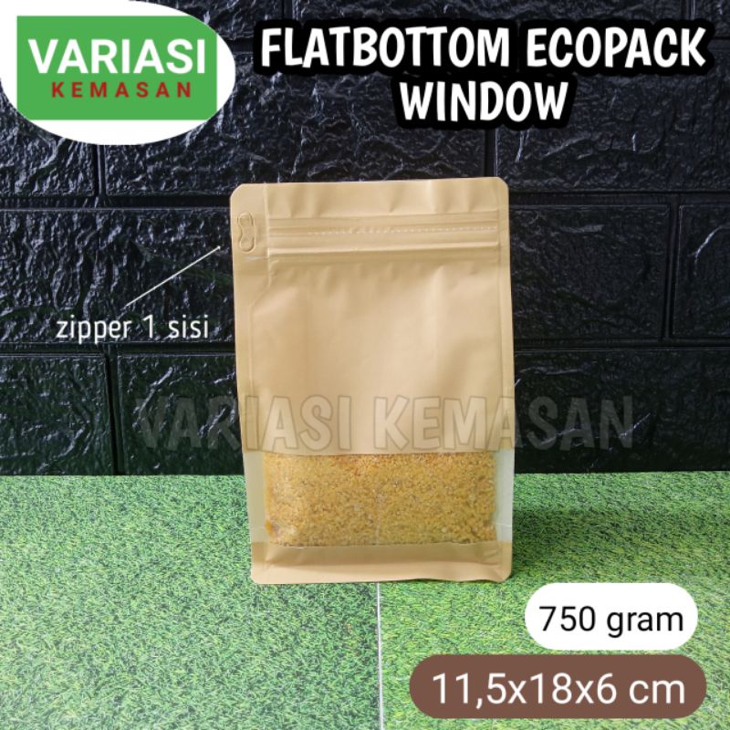 Flat BOTTOM ECOPACK Window 750gr Coffee Packaging paperkraft Paper ...