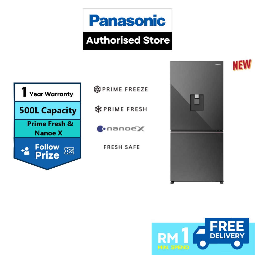 PANASONIC NR-BW530X 500L PRIME+ EDITION PREMIUM 2 DOORS REFRIGERATOR NR ...