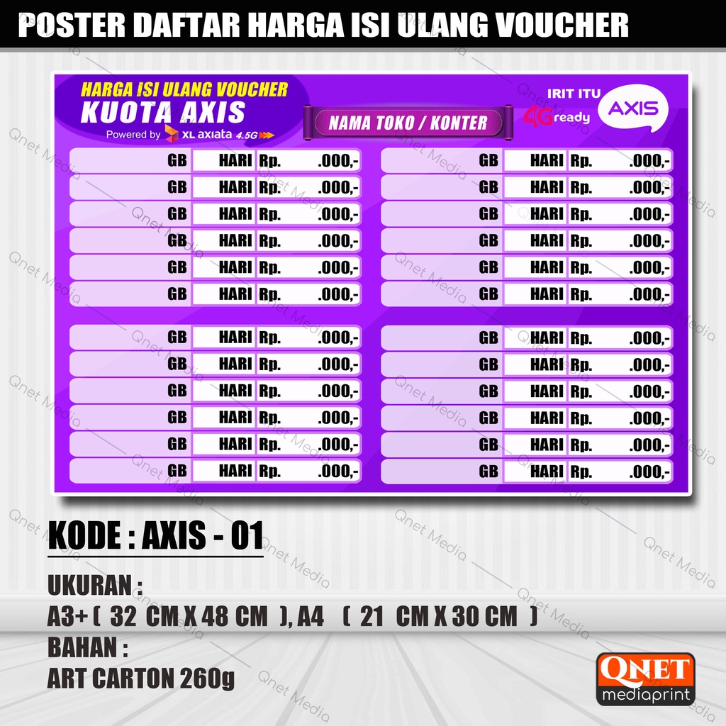 Poster Counter Price List Price List Refill VOUCHER+GLOSSY Lamination ...