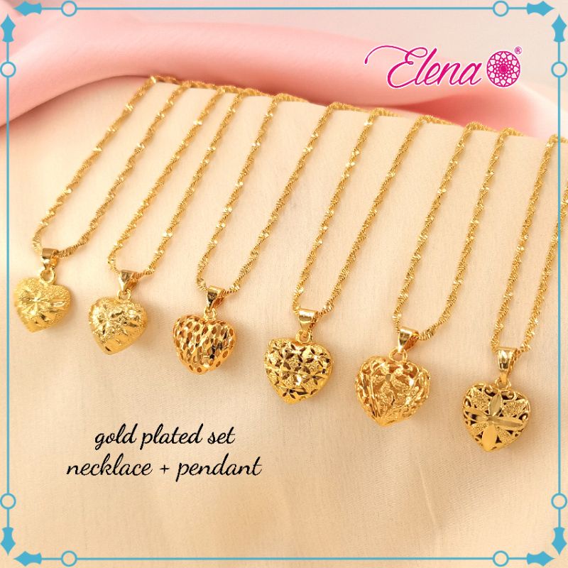 Elena Emas Korea Set Necklace + Pendant - Set Dewasa (EC110) | Shopee Malaysia