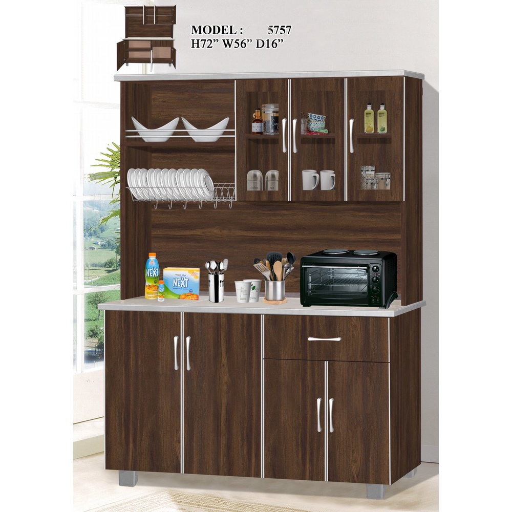 Almari Dapur 56 inci / 56 Inches Kitchen Cabinet Walnut Color 5757 A ...