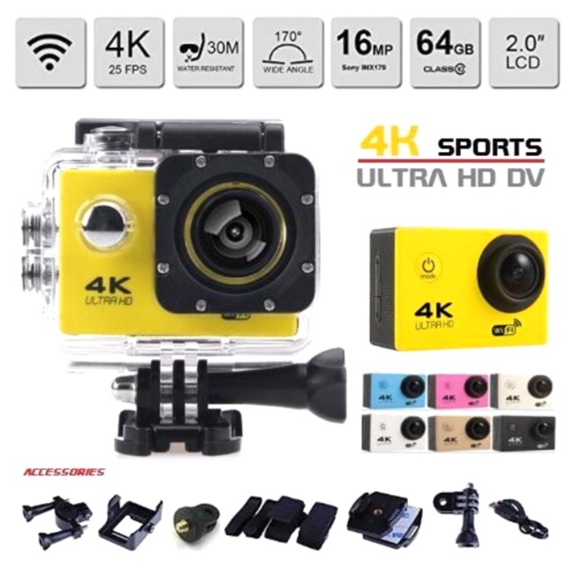 Action camera 16mp WiFi 4K 30M waterproof sports cam original | Shopee ...