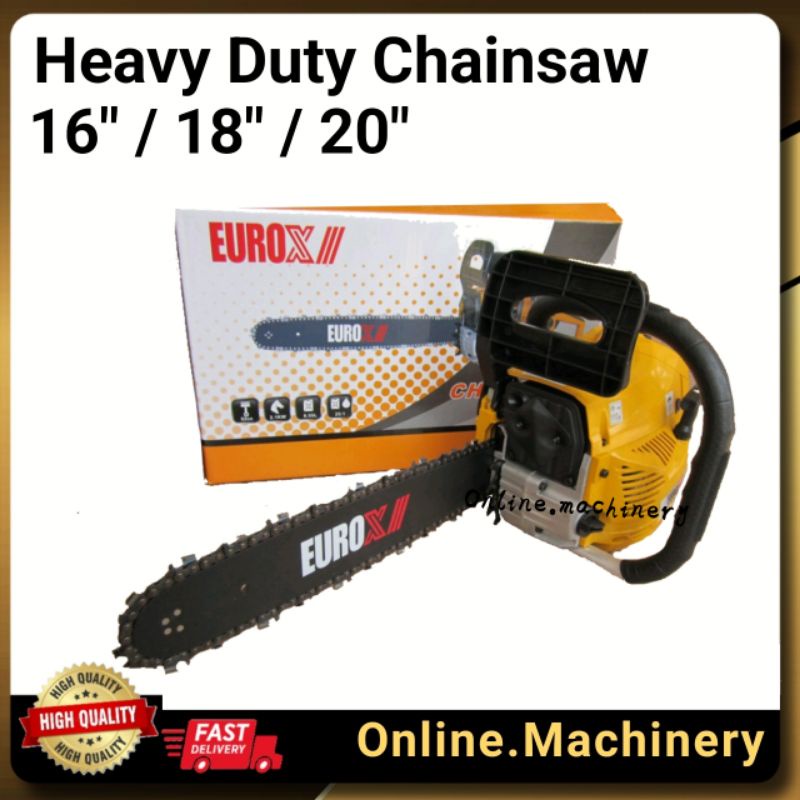 Heavy Duty Eurox Chain Saw 16" 18” 20” Petrol 2 Stroke Chainsaw Germany Technology | Shopee Malaysia