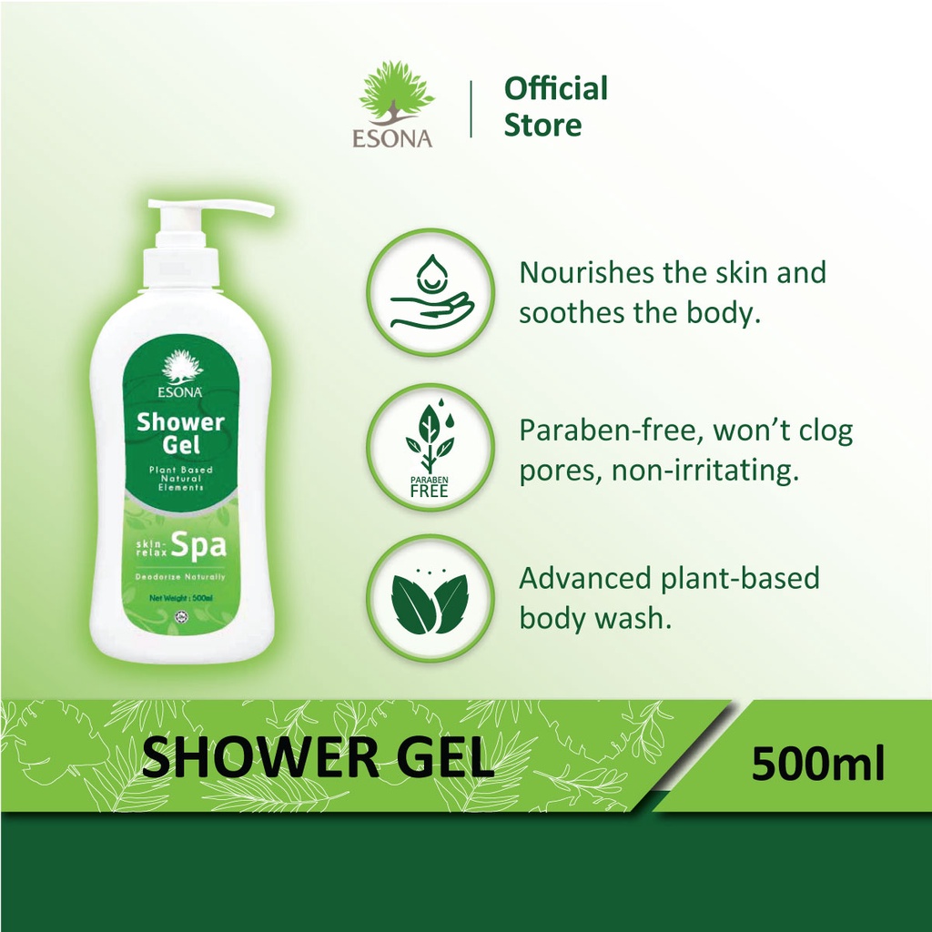 ESONA Shower Gel Natural Moisturizing Body Wash 沐浴乳 (500ml) | Shopee ...