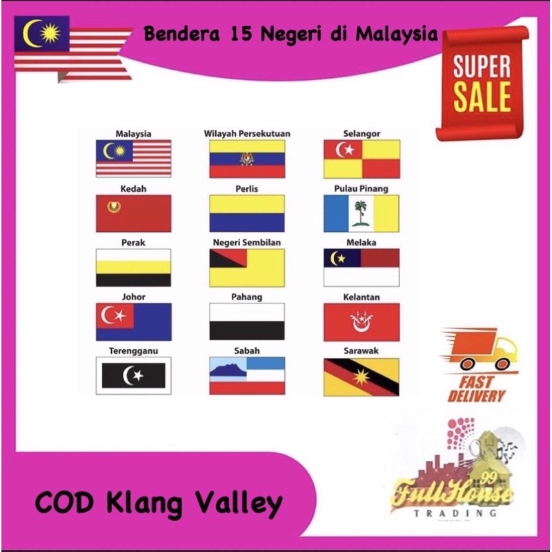 Bendera 15 Negeri di Malaysia (3’x6’) : Polyester | Shopee Malaysia