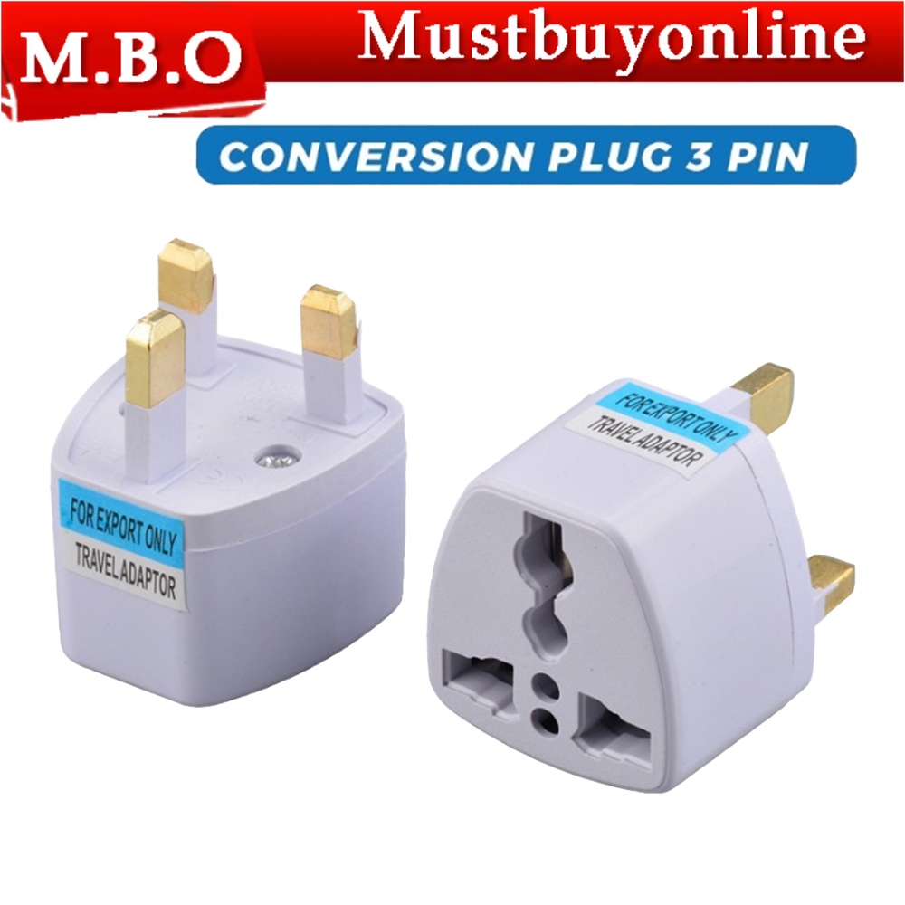 MBO 3-Pin Universal Adapter Plug Head UK 3 Pin Malaysia China Plug ...