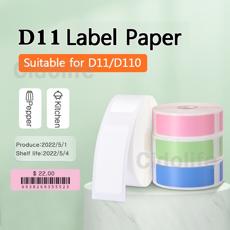 1Roll Niimbot D11 D110 Thermal Printer Refill Paper White/Colour/Transparent Label Sticker ...