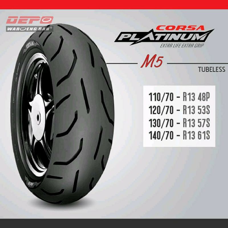 YAMAHA NMAX 155 TAYAR CORSA PLATINUM TUBELESS TYRE M5 110/70-13 110 70 ...