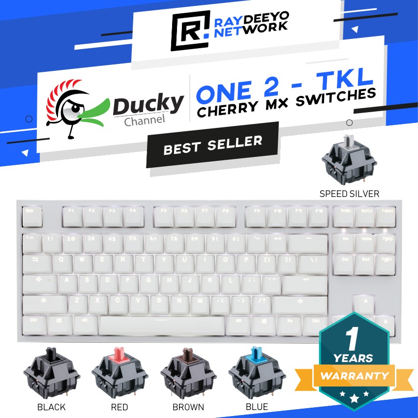 Ducky One 2 White TKL [White Backlit] Double Shot PBT Mechanical ...