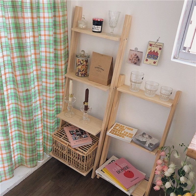 【Wholesale】Korea Ins Ladder rack solid wood living room wall corner ...