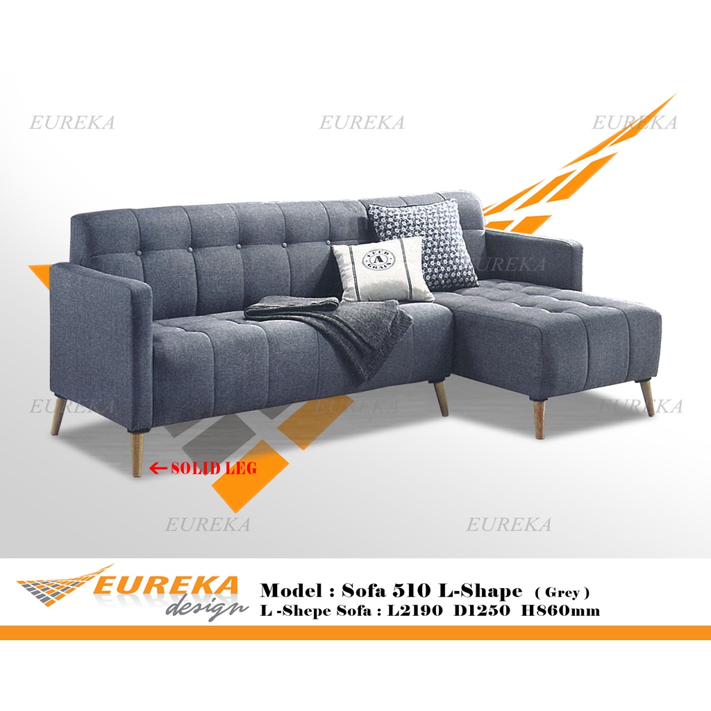 EUREKA Sofa Set L-Shape Couch Modern Upholstery Fabric Wood Living Room 510 (Deliver ...