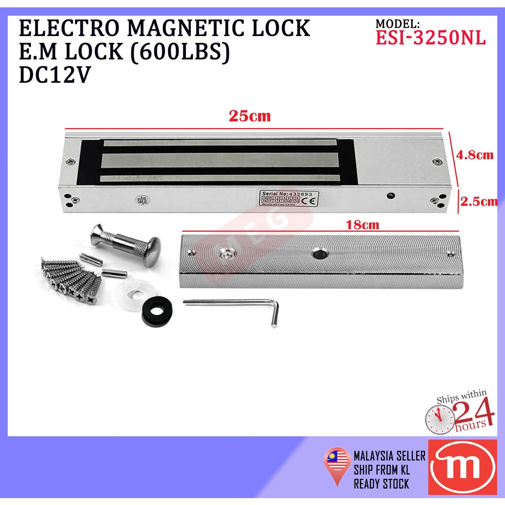 MAGNETIC LOCK EM.LOCK FOR DOOR ACCESS ESI-3250NL | Shopee Malaysia