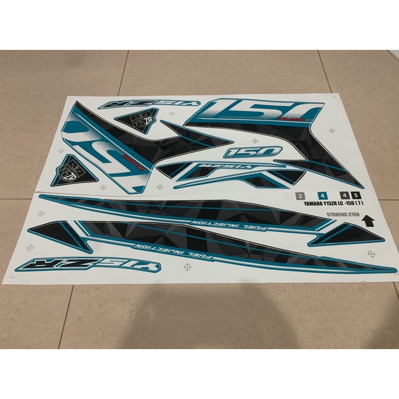 Yamaha Y15 Y15ZR V2 / LC150 Body Cover Set Stripe Sticker ( 7 ) Cyan ...