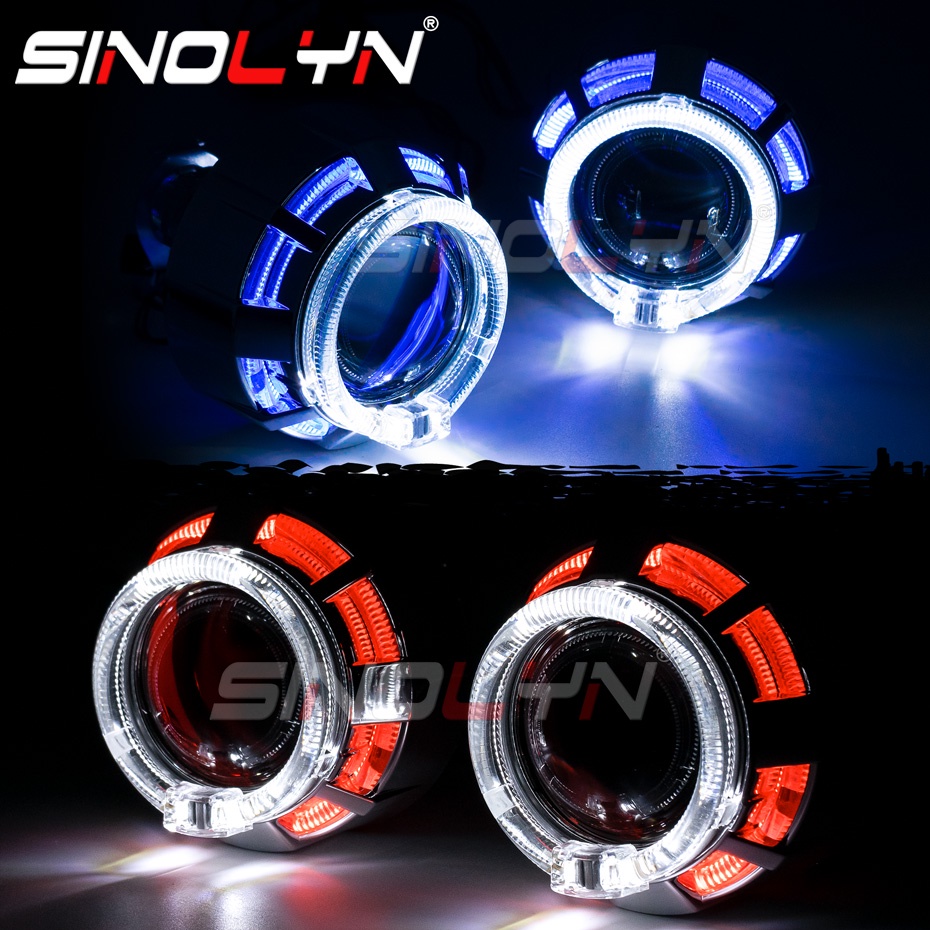 Sinolyn 2 Inch Dual LED Angel Eyes Bi Xenon Lenses For Headlight H4 H7 ...