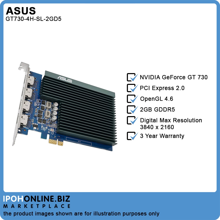 Asus GeForce GT730 2GB GDDR5 HDMI Passive Cooling Graphic Card - GT730-4H-SL-2GD5 | Ipohonline ...