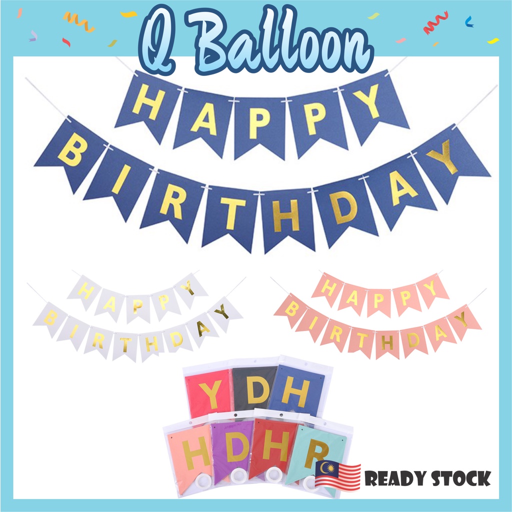 (FL1) Happy Birthday Bunting Flag Letter Banner Letter Fish Tail Wall Party Decoration Photo ...