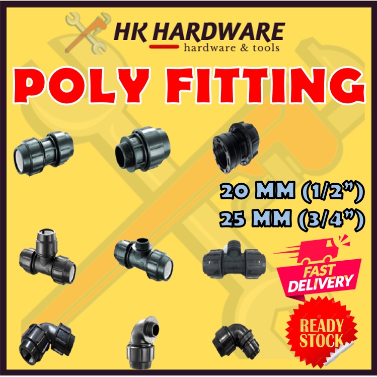 POLY PIPE FITTING SYSTEM 1/2" 3/4" HIGH QUALITY 20 MM 25 MM READY STOCK ...