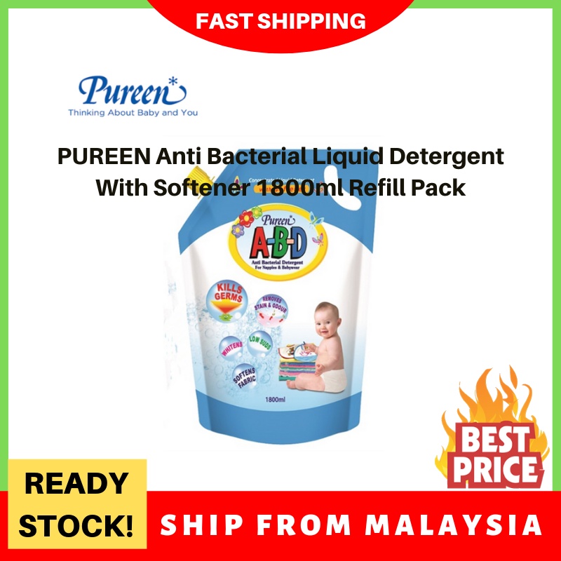 PUREEN Anti Bacterial Liquid Detergent With Softener 1800ML REFILL ...