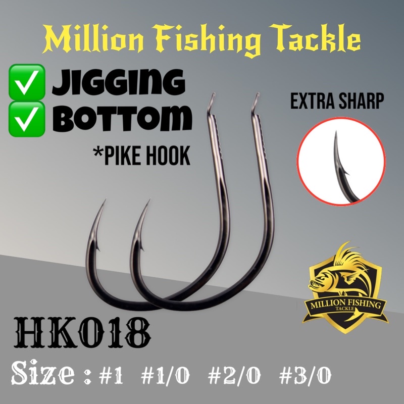 5PCS Black Assist Hook Jigging Hook J-Pike Bottom Fishing Hook ...