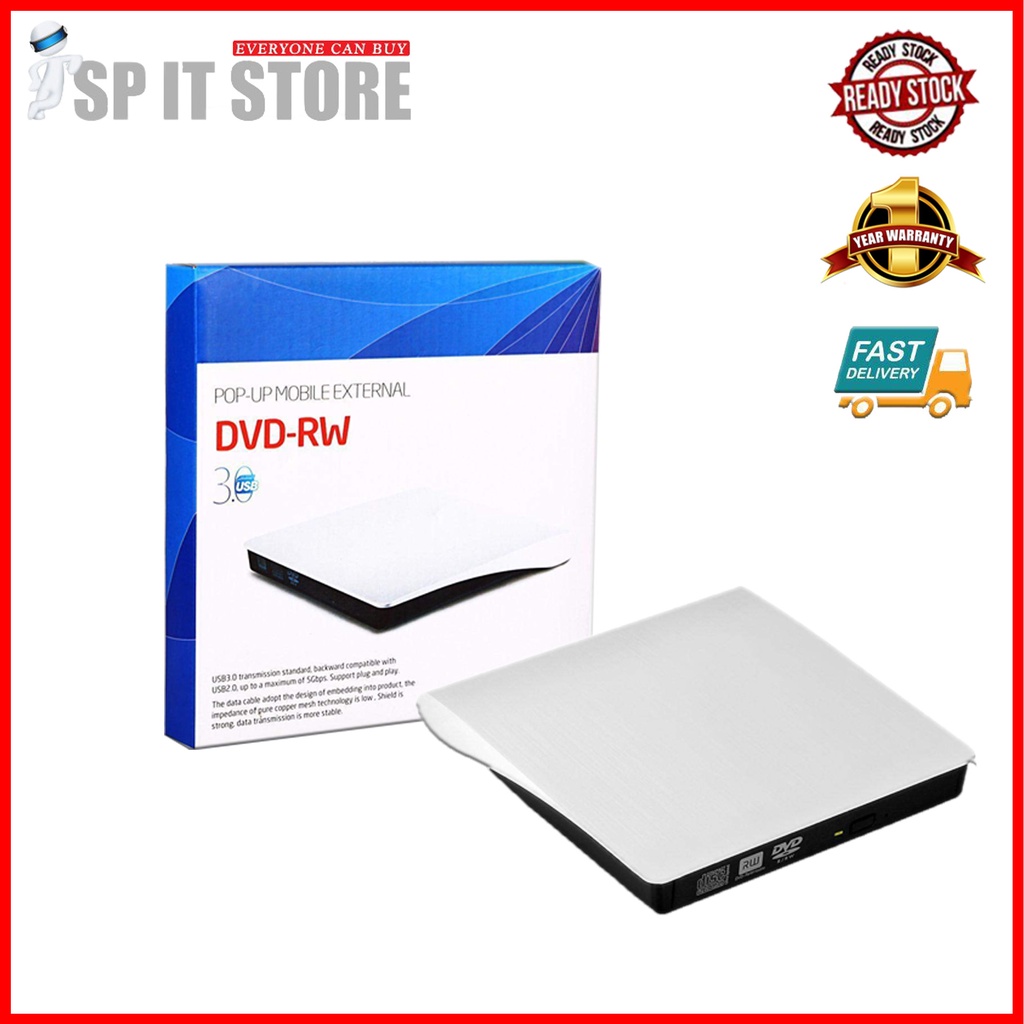Pop-up Mobile External USB 3.0 External CD/DVD-RW DVD Writer Drive ...