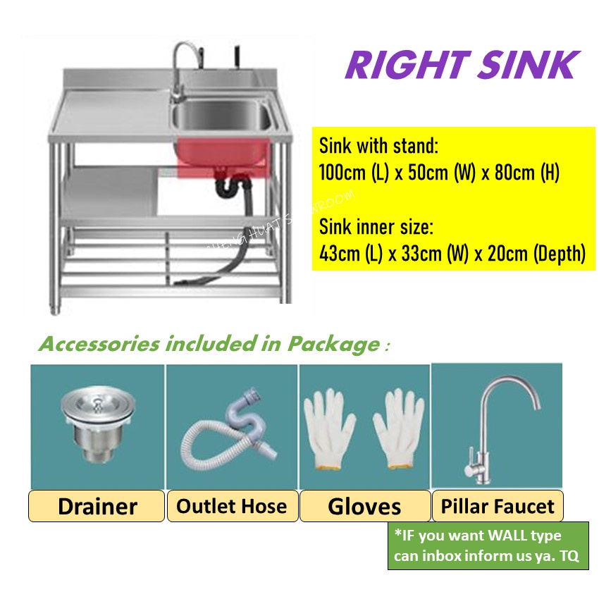 Stainless Steel Single Sink Kitchen Sink With Stand Rak Sinki Singki ...