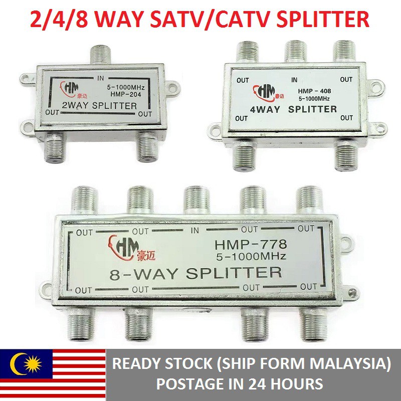 2/4/8 Way Splitter 5-1000MHz Signal SATV CATV Splitter TV Antenna ...