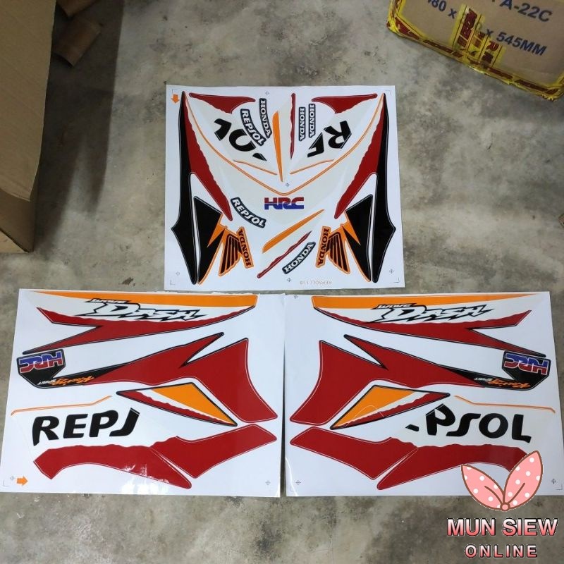 Stiker sticker body stripe cover set (1) honda dash110v1 dash 110 v1 dash110 v1 repsol | Shopee ...