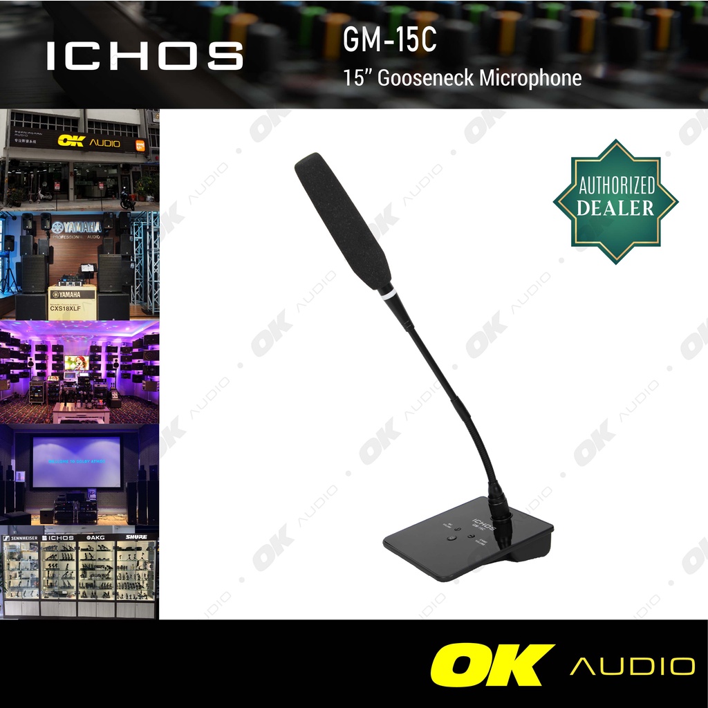ICHOS GM-15C 15” Gooseneck Microphone with Chime (GM15C / GM 15C / GM15 ...