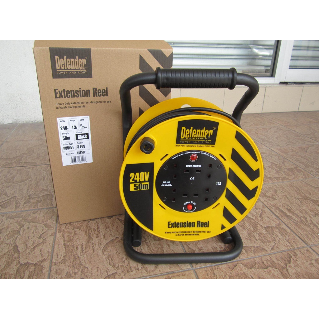 Defender 240V 13A 50M H/Duty Industrial Cable Reel (4-Socket) | Shopee ...