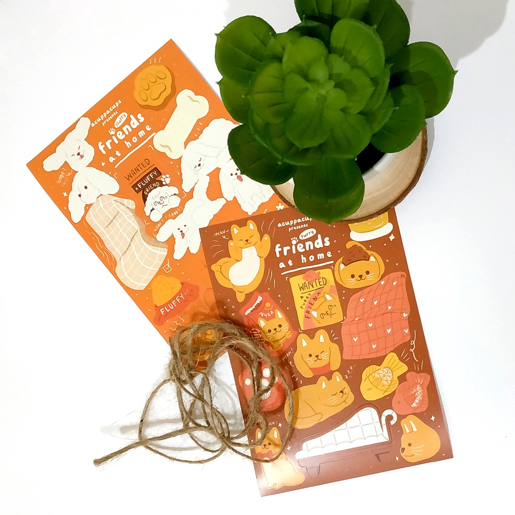 Friends at Home Series Fluffy Dog & Furry Cat Sticker Sheets ...