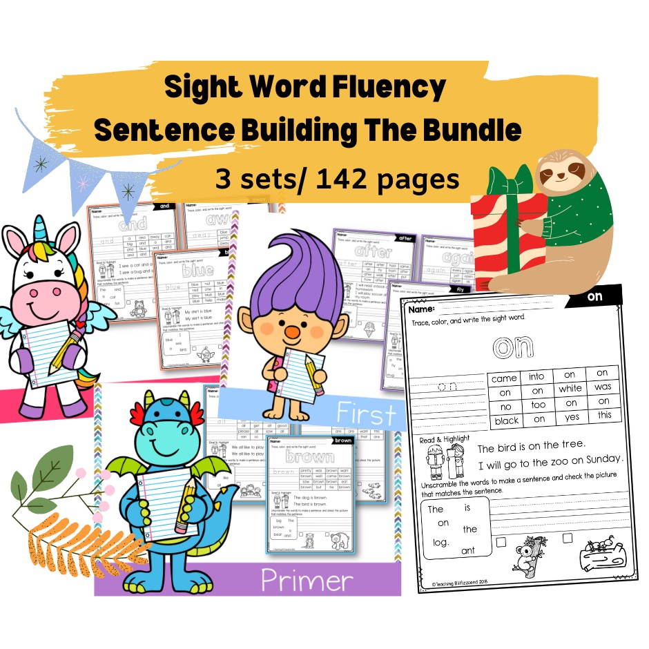 A89 - Printable Sight Word Fluency Sentence Building 3 sets 142 pages ...