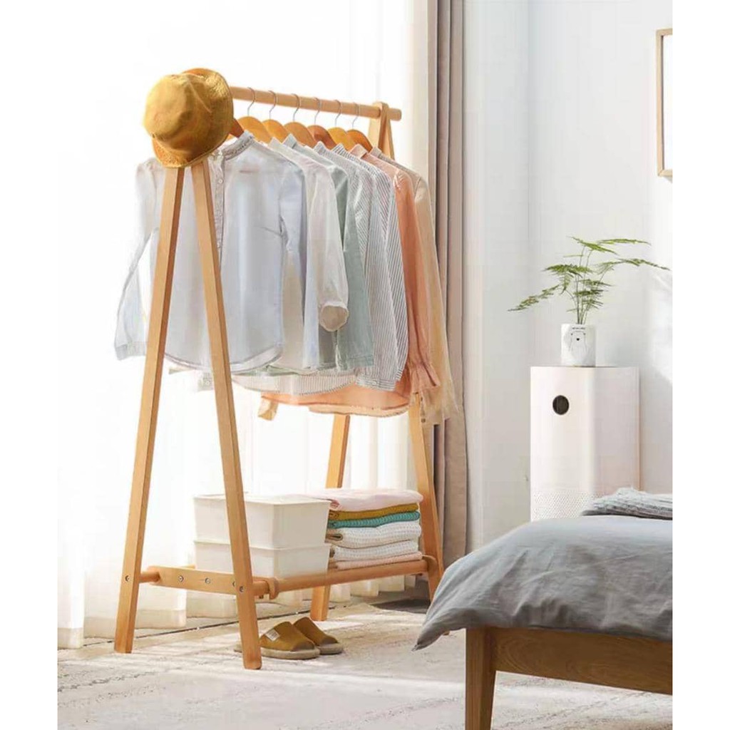 Cloth Hanger Solid Wood Standing Simple Minimalist Modern Cloth Hanger ...