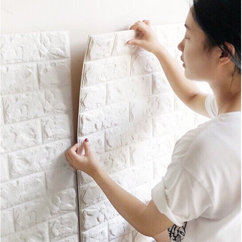 70X77Wall Stickers PE Foam 3D WallPaper Brick Waterproof Self Adhesive ...