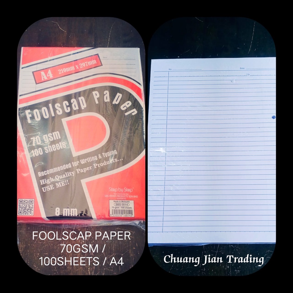 SBS 0014 Foolscap Paper 70 gsm 100 sheets (1 bundle = 10 packets ...