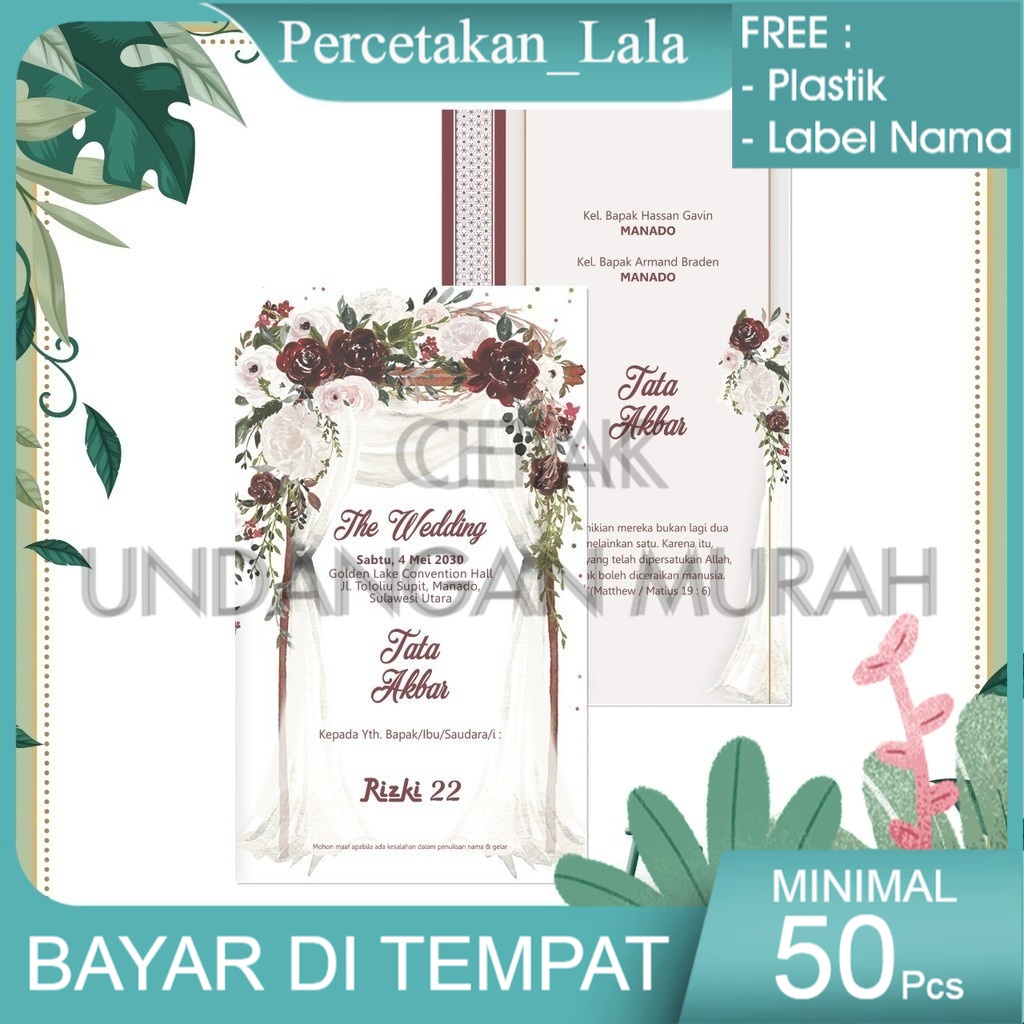 Print Aesthetic Wedding Invitations Rizki 22 Series Rustic Design ...
