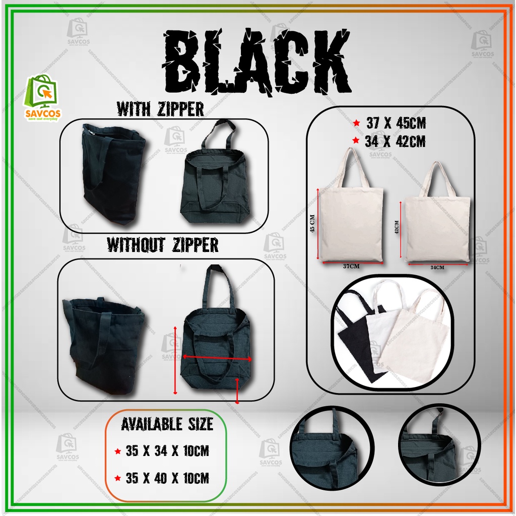(READY STOCK) 13oz Plain Canvas Bag Plain Tote Bags Cotton Student Beg ...