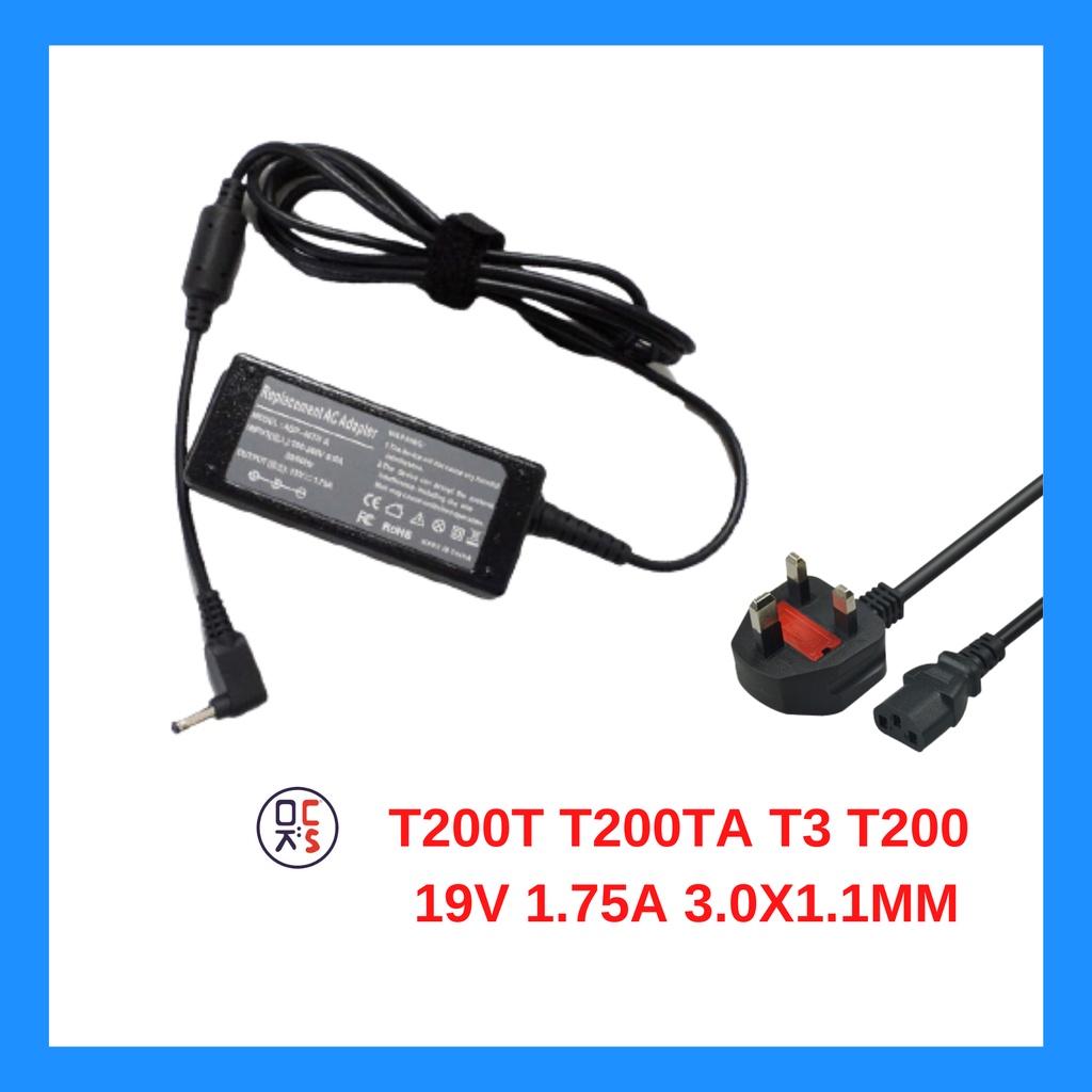 Power Adapter Charger T200T T200TA T3 T200 19V 1.75A 3.0x1.1mm | Shopee ...