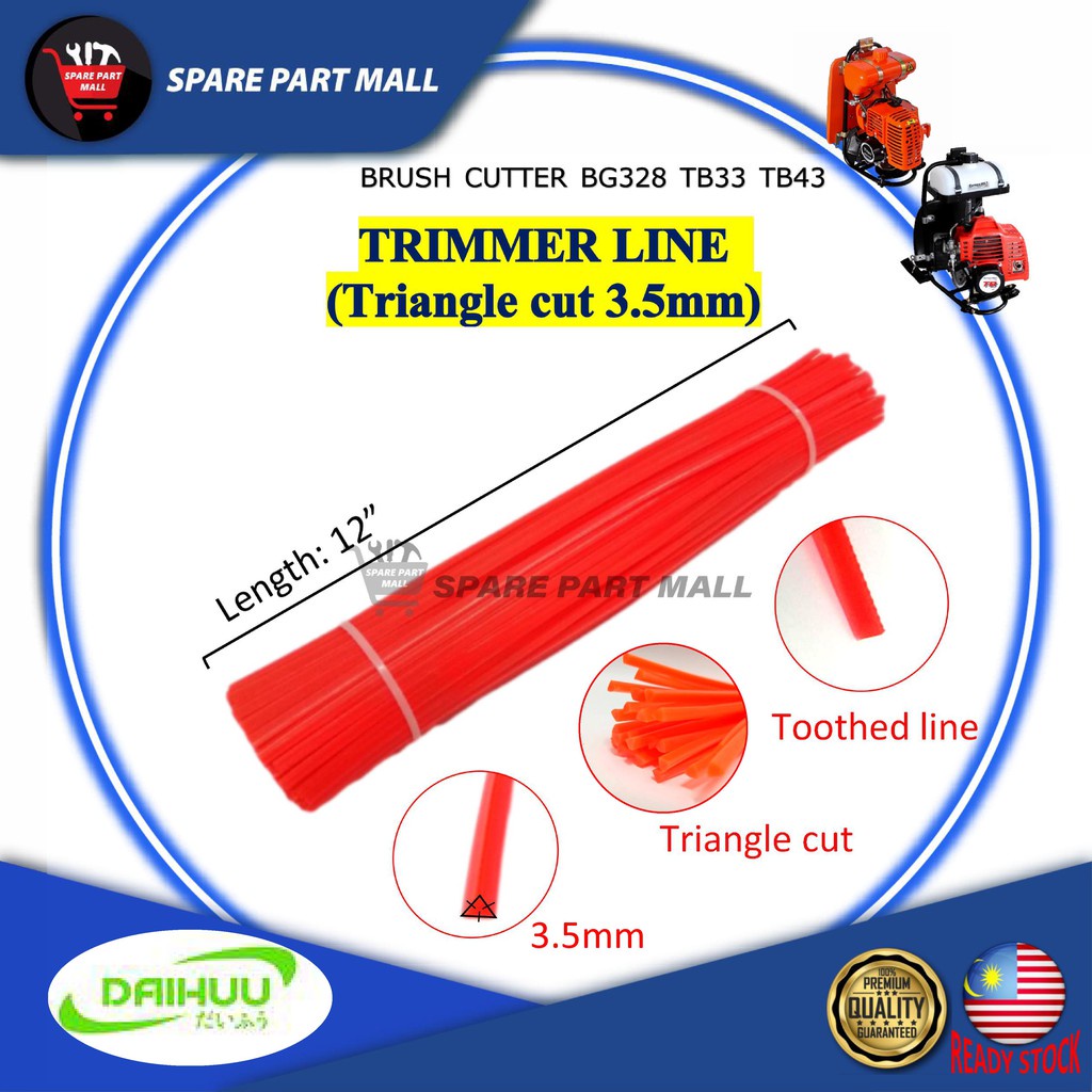 HILTEM BRUSH CUTTER TRIMMER LINE- TRIANGLE CUT X 3.5MM X 30CM X 500G/ HEAVY DUTY NYLON STRING ...