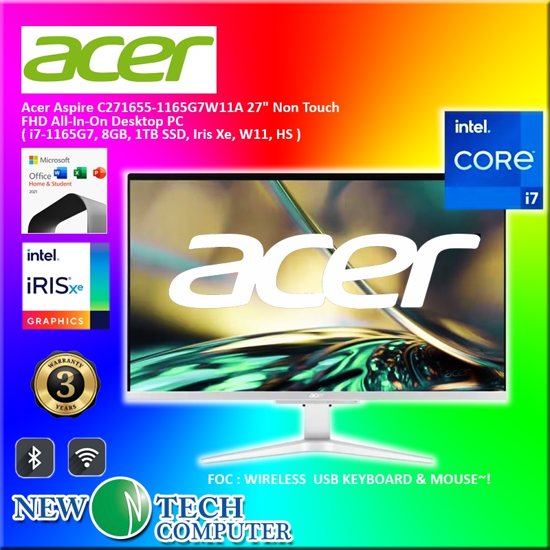 PC AIO Acer Aspire C27-1655-1165G7W11A 27" Non Touch FHD ( i7-1165G7 ...