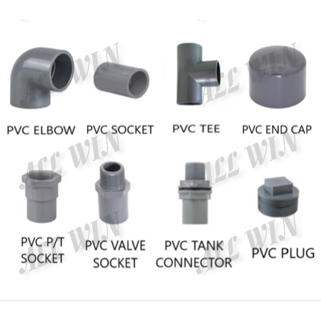 PVC BBB Pipe Fitting 15mm 20mm Connector Socket Elbow Tee PT Socket Valve Socket End Cap Tank ...