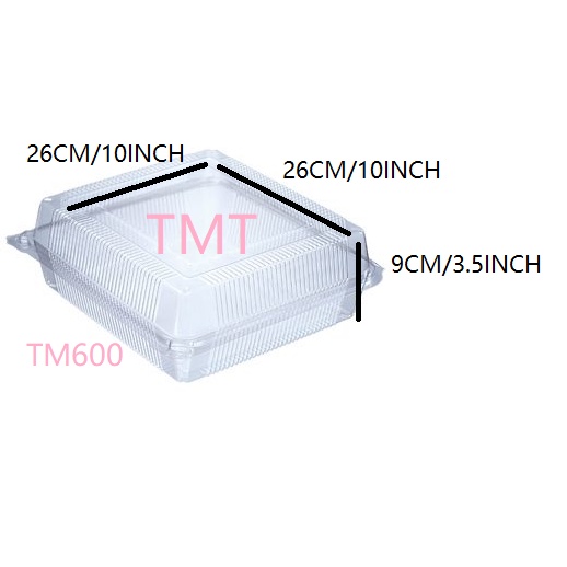 *READY STOCK* TM600 10"X10" SQUARE CAKE CONTAINER WITH LOCK (10PCS) # ...