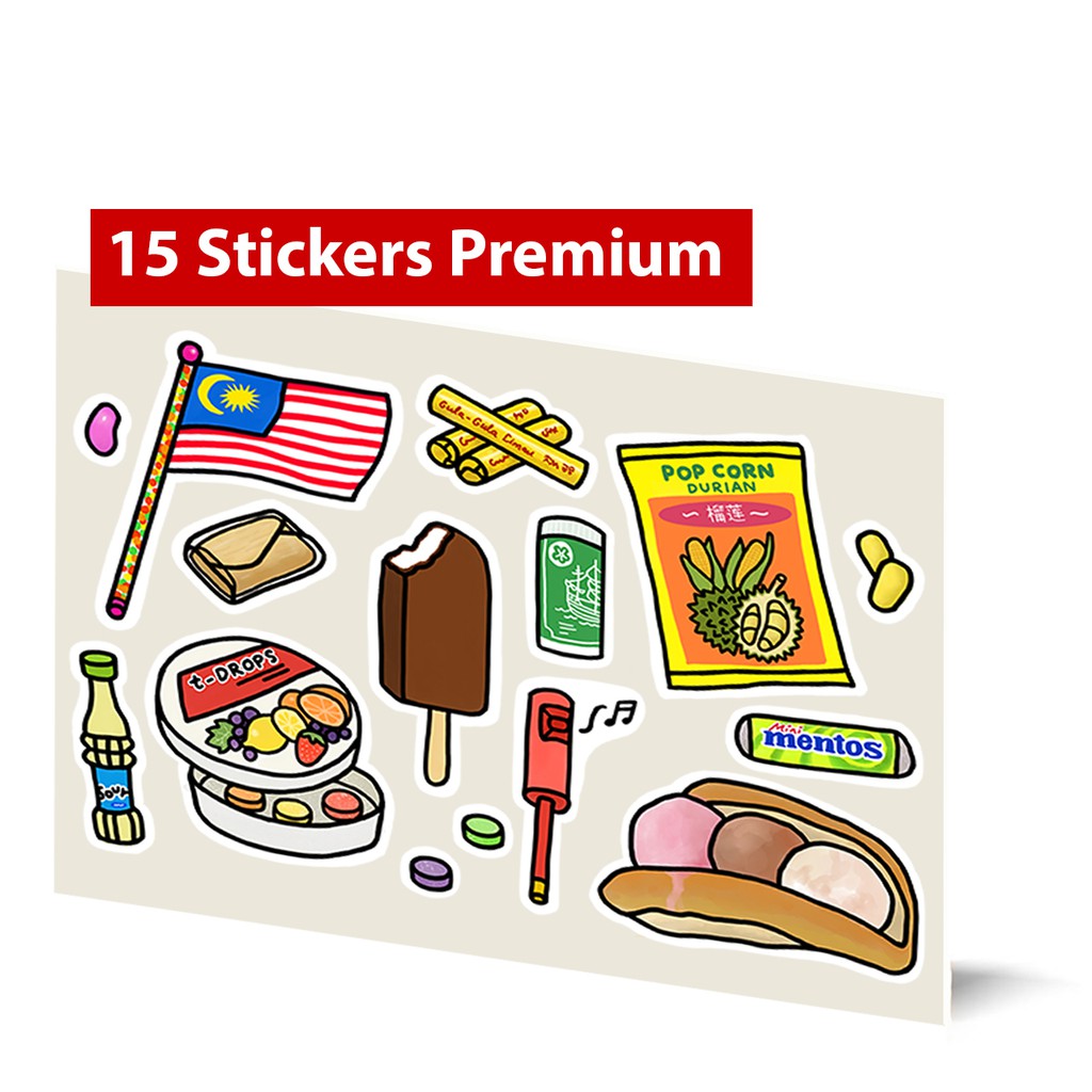 Sticker Jajan, 15 Pelekat Premium Nostalgia Snacks: Aiskrim Roti ...