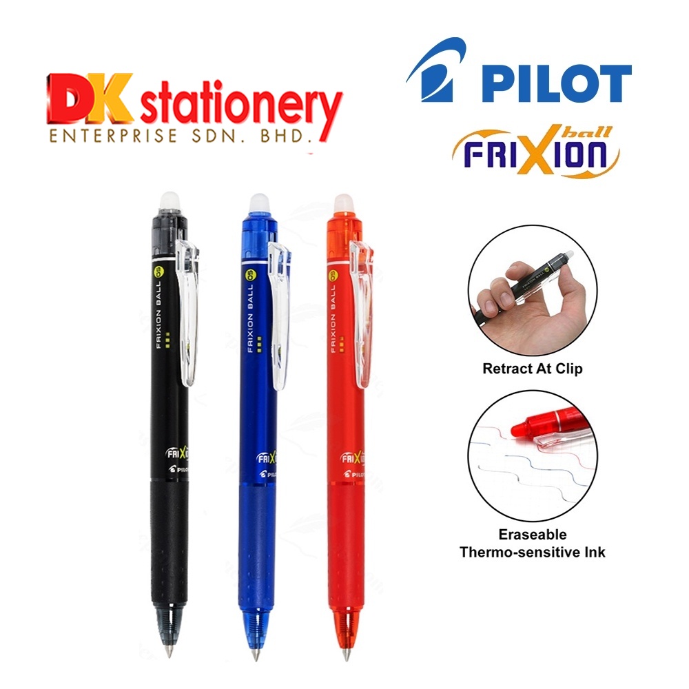 Pen Gel Boleh Padam Hitam Biru Merah | Pilot Frixion 0.5mm Erasable Pen ...