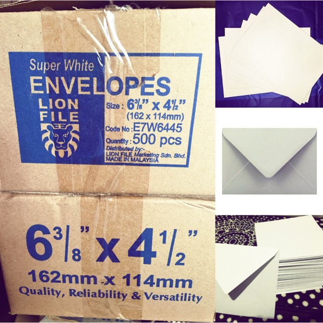 500pcs White Envelope (6 3/8'' X 4 1/2'' )Sampul Surat Putih / Sampul ...