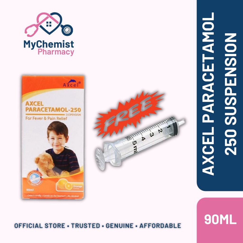 Axcel Paracetamol 250 Suspension Orange 90ml + Free Syringe | Shopee ...