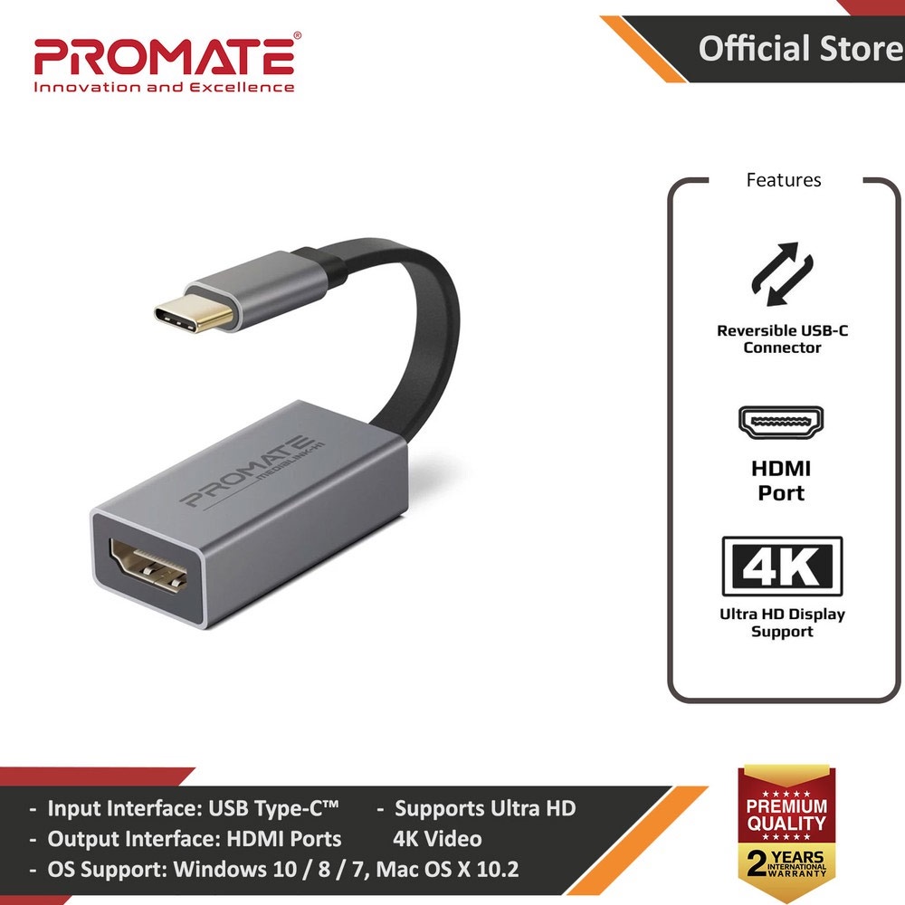 Promate USB C to HDMI Adapter Ultra-Compact USB Type-C to HDMI Adapter ...