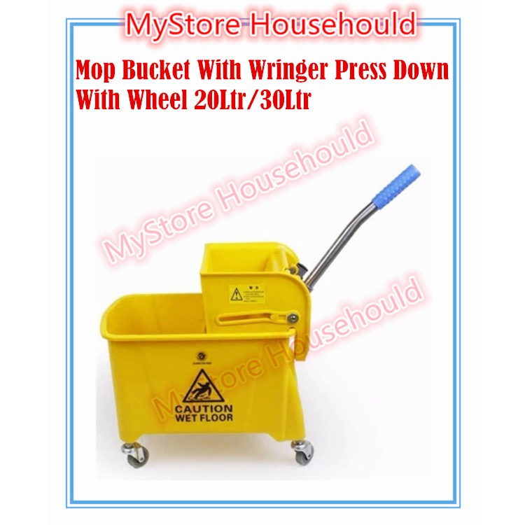 20L / 30L Mop Bucket With Wringer Press Down Heavy Duty with Wheel ...